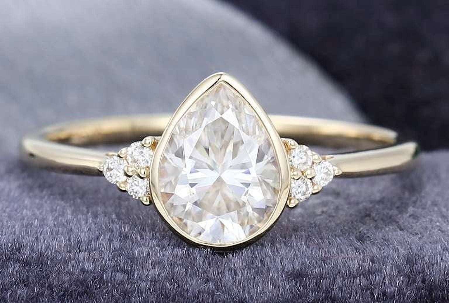 Jewelerix Bezel Pear Cut Ring 1.50 CT Moissanite Diamond Engagement ...