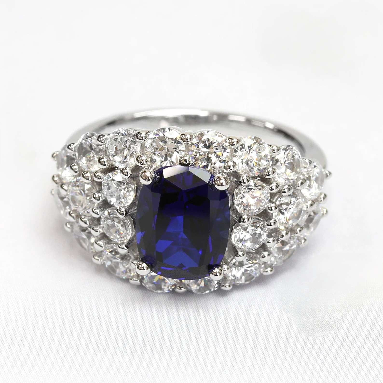 Jewelerix Blue Moissanite Diamond Cocktail Ring 2.50 CT Handmade Oval ...