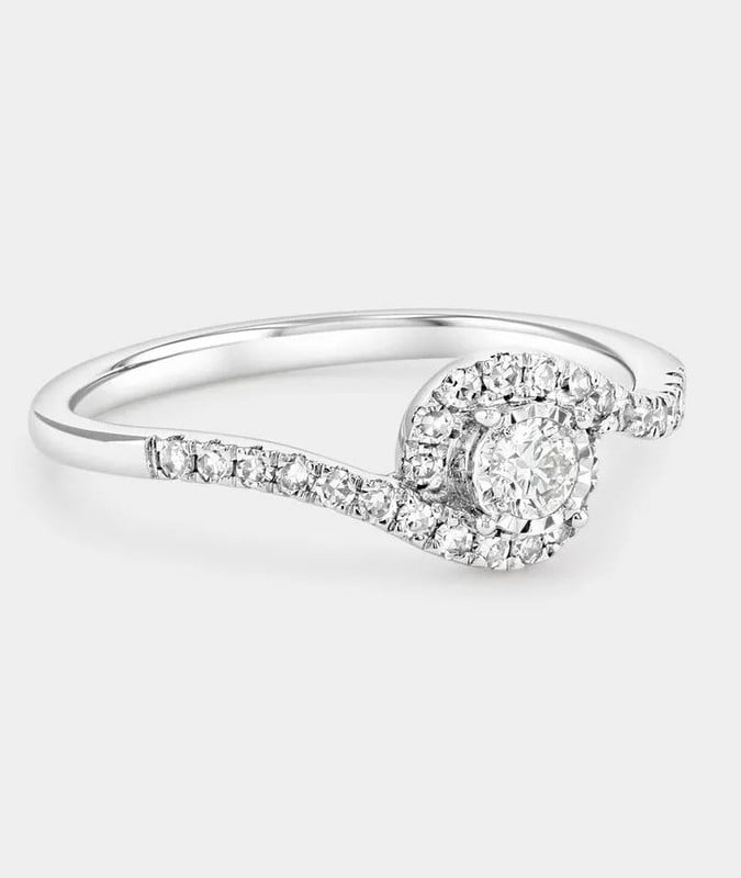 Jewelerix Brilliant 10K White Gold Diamond Round Ring Engagement Ring ...