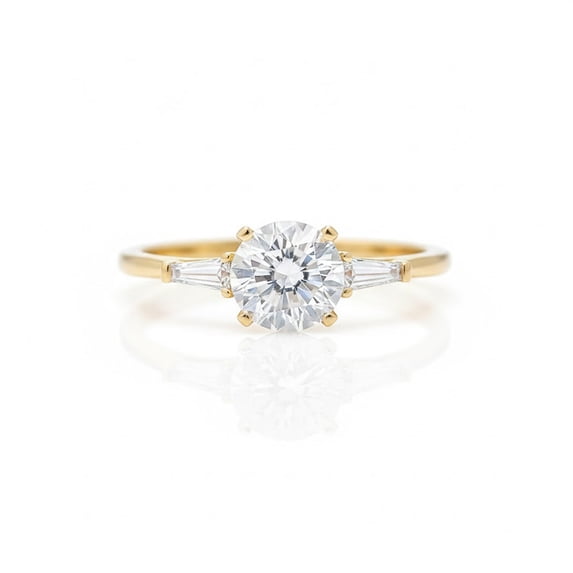 Jewelerix Brilliant Round Diamond Engagement Ring Tapered Side Stones ...