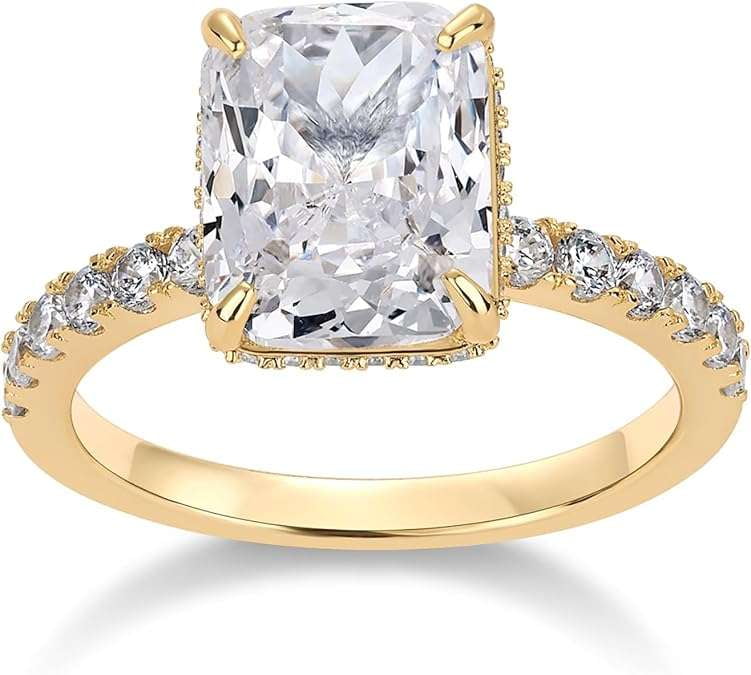 Jewelerix Charming 14k Yellow Gold Plated Radiant Cut Moissanite ...