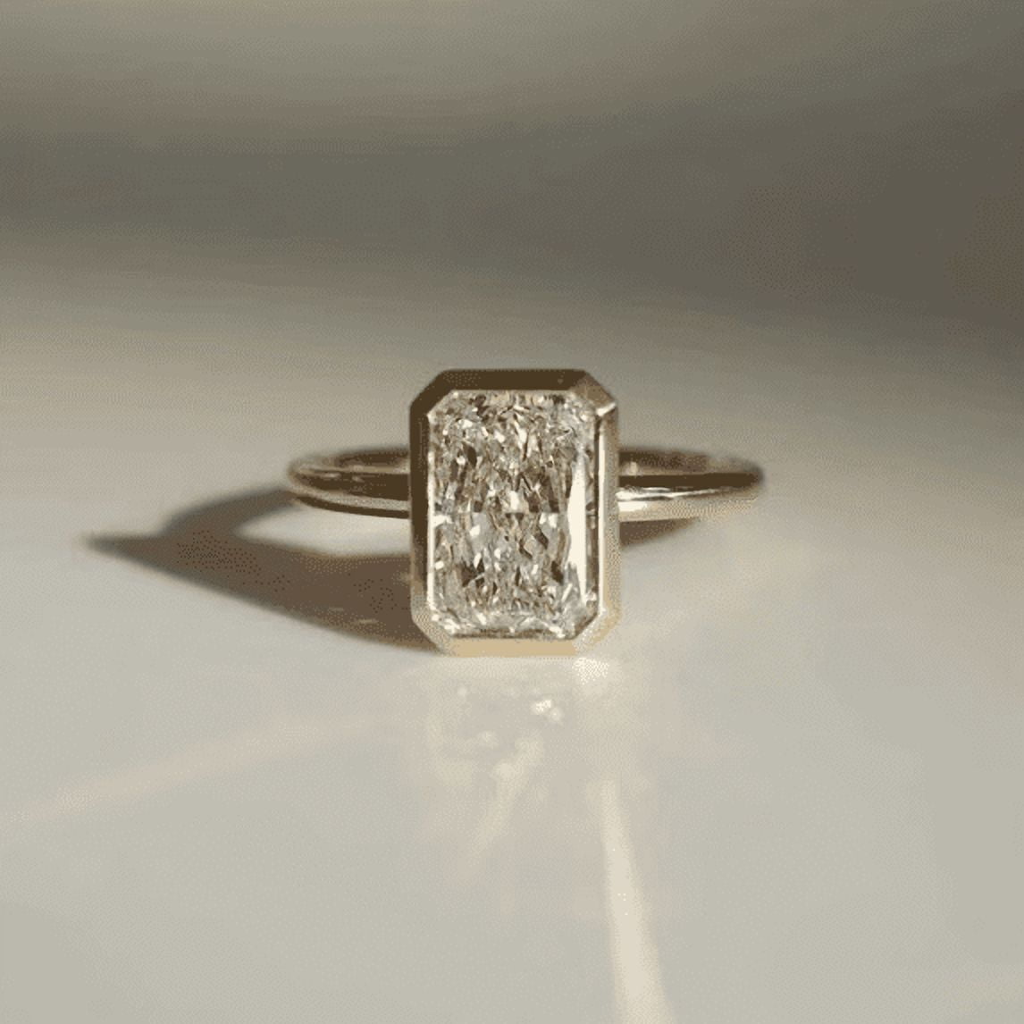 Jewelerix Radiant Cut Comfort Fit Ring 14K Gold Plated Moissanite ...