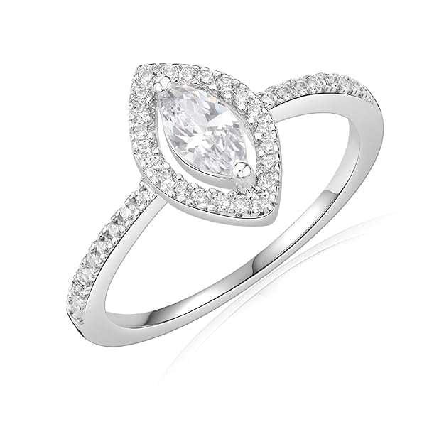 Jewelerix Marquise Cut Ring 925 Sterling Moissanite Diamond Engagement ...
