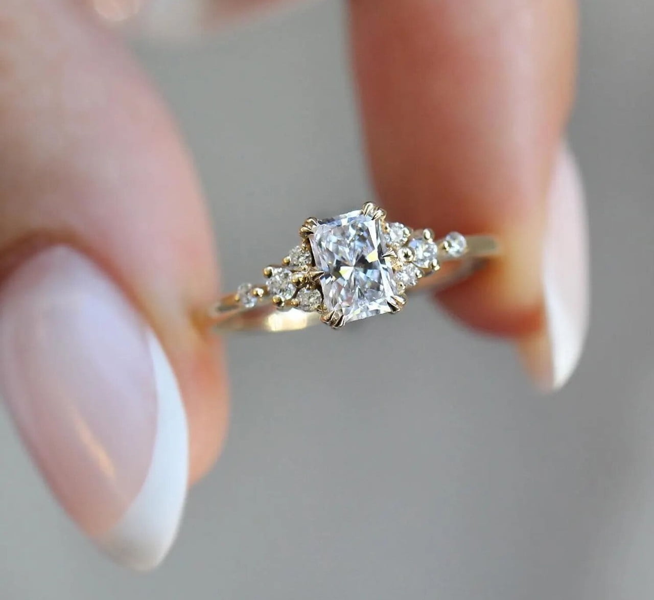 Jewelerix Radiant Cut Moissanite Engagement Ring for Women 10K Vermeil ...