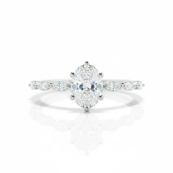 Jewelerix Women’s Oval Cut Anniversary Ring Marquise Moissanite Side ...