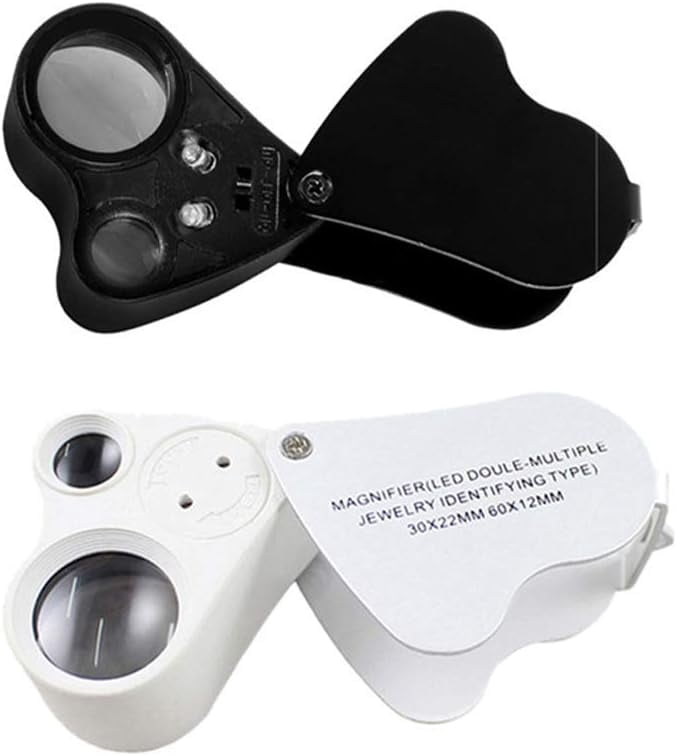 Jewelers Loupe Eye Loupe,2pcs 30X 60X Black White Illuminated Jewelry ...