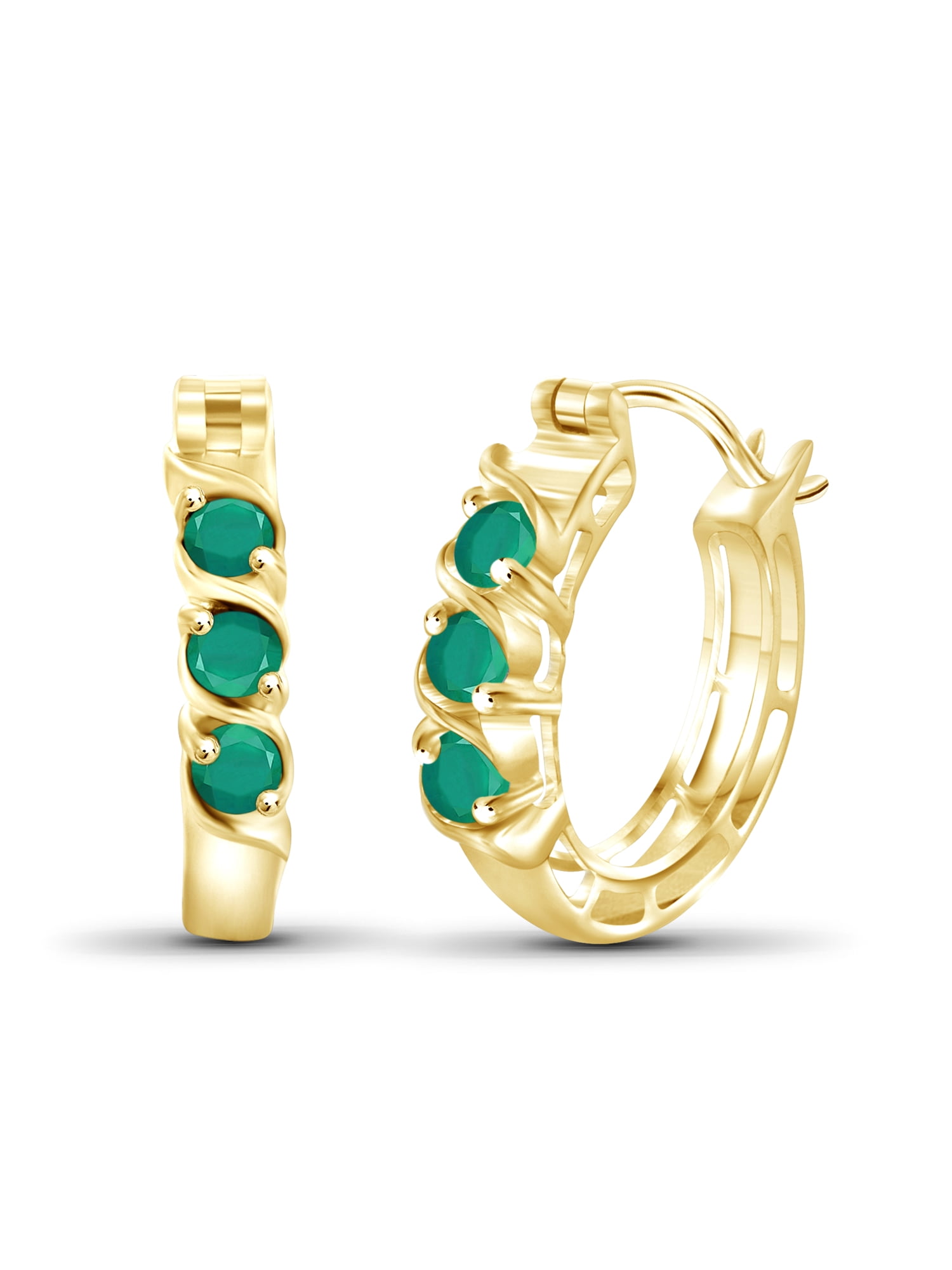 JewelersClub 0.75 CTW Emerald Hoop Earrings – 14k Gold-Plated Silver ...