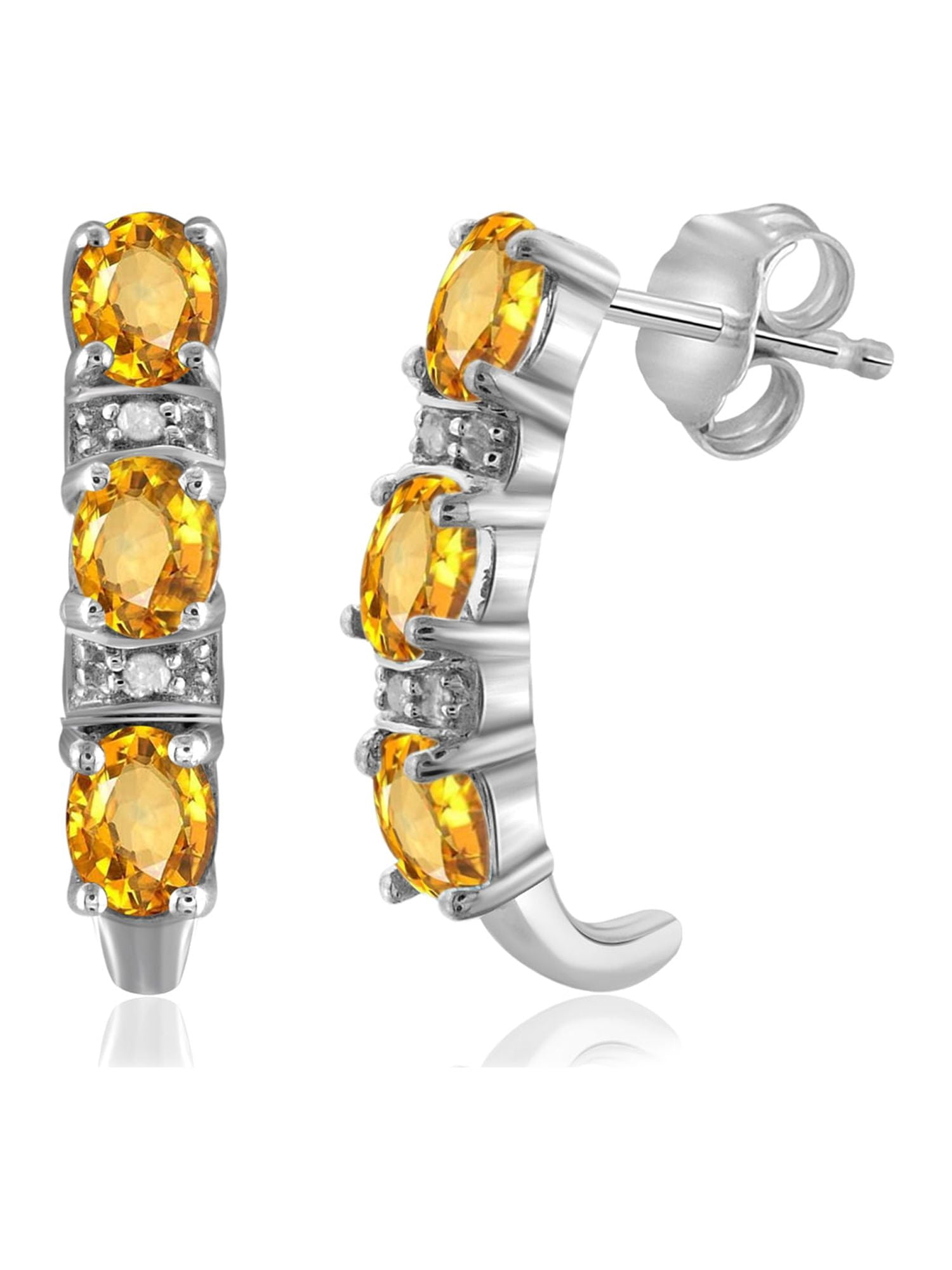JewelersClub 0.90 CTW Citrine Hoop Earrings – Sterling Silver (.925 ...
