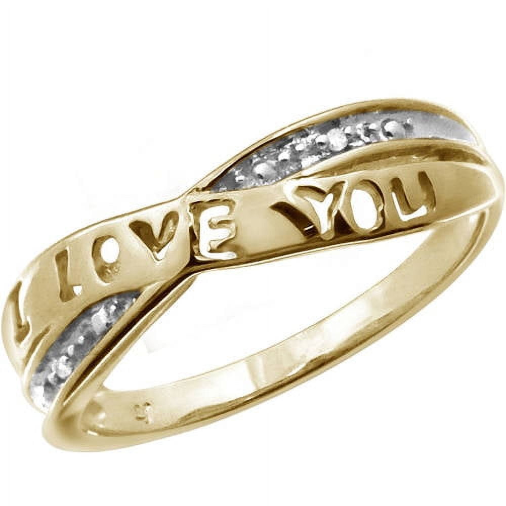 JewelersClub 14K Gold Plated Silver Accent White diamond I LOVE YOU ...