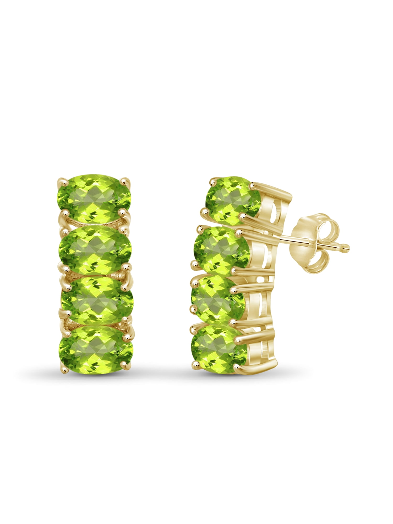 JewelersClub 3.85 CTW Peridot Hoop Earrings – 14k Gold-Plated Silver ...