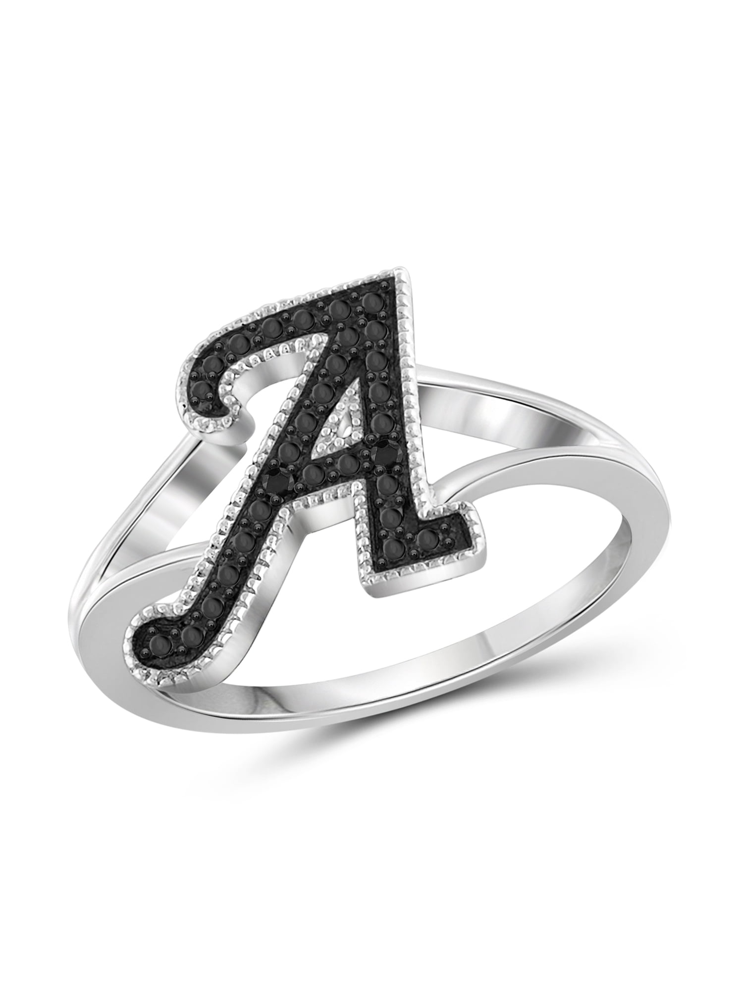 JewelersClub Accent Black Diamond Initial Letter Ring for Women ...