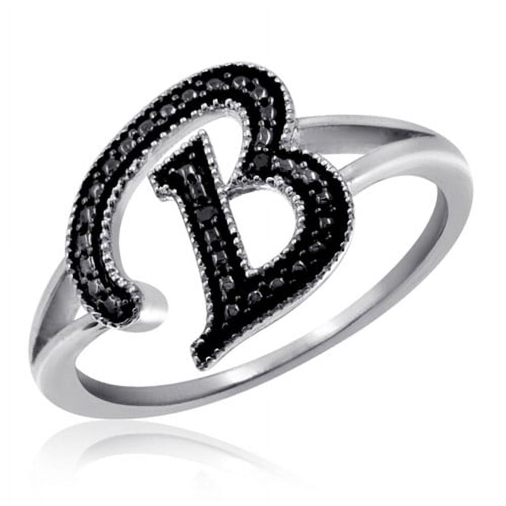 JewelersClub Accent Black Diamond Initial Letter Ring for Women ...