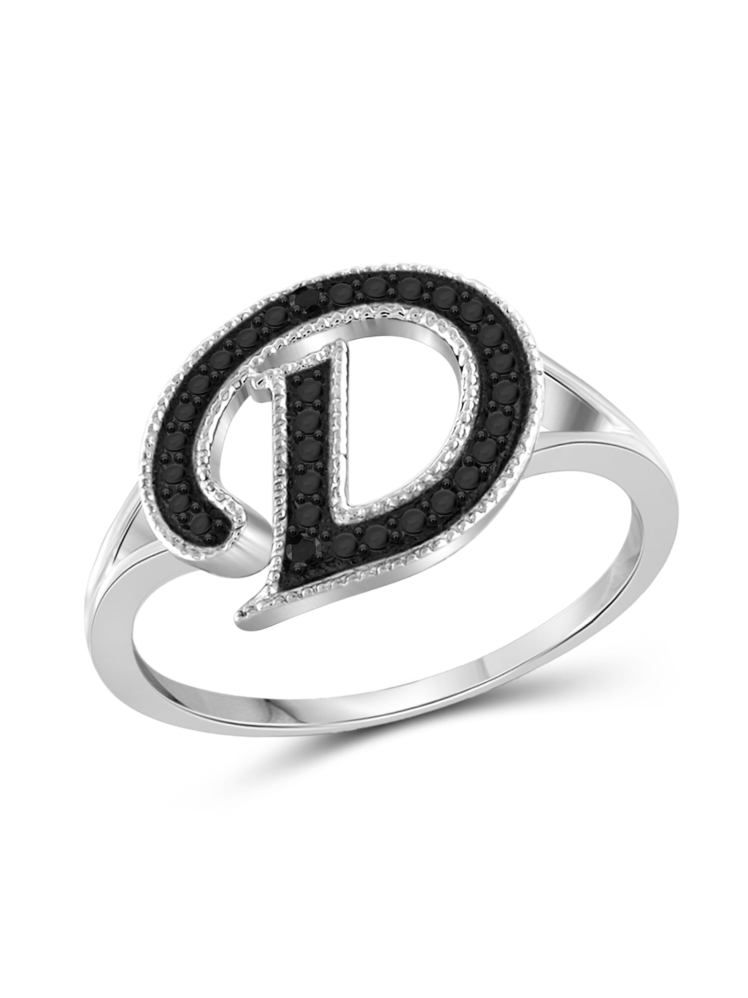 JewelersClub Accent Black Diamond Initial Letter Ring for Women ...