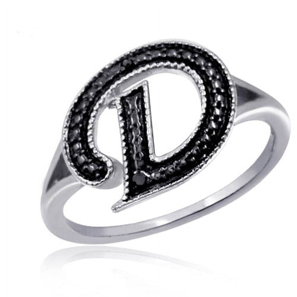 JewelersClub Accent Black Diamond Initial Letter Ring for Women ...