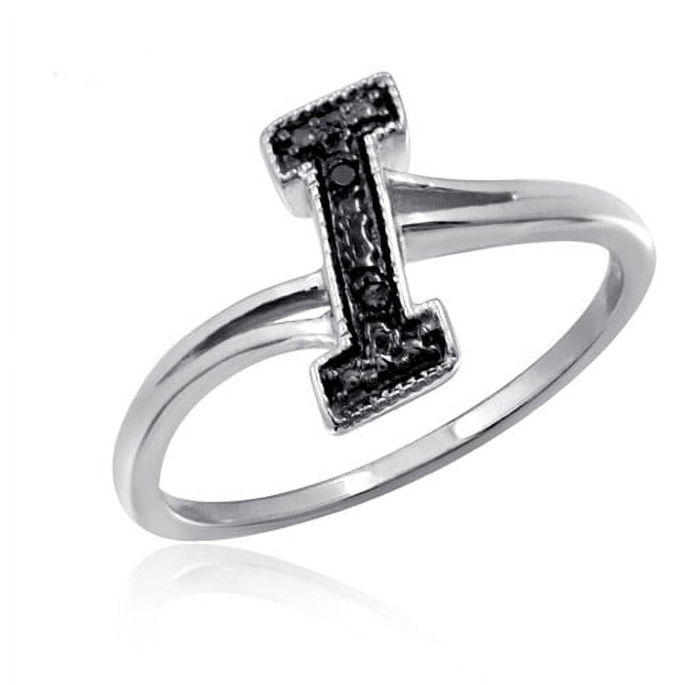 JewelersClub Accent Black Diamond Initial Letter Ring for Women ...