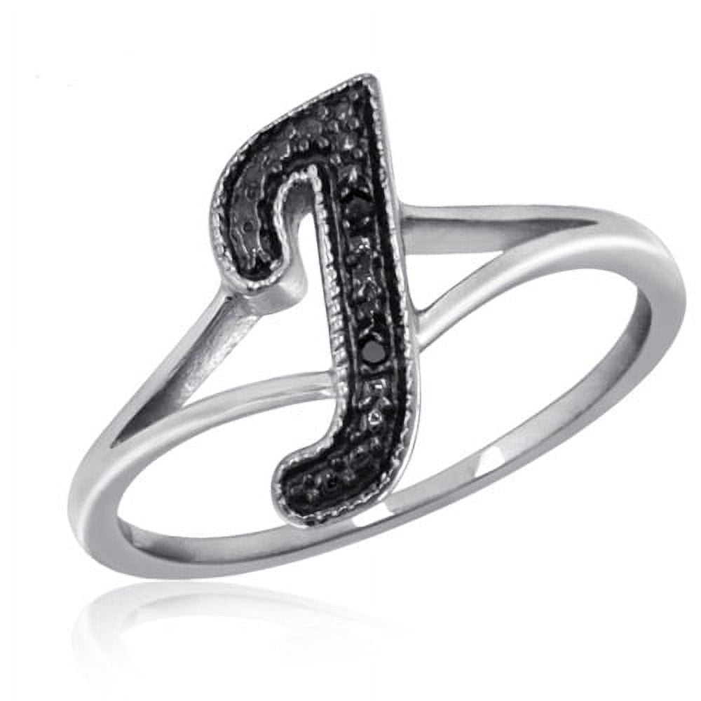 JewelersClub Accent Black Diamond Initial Letter Ring for Women ...