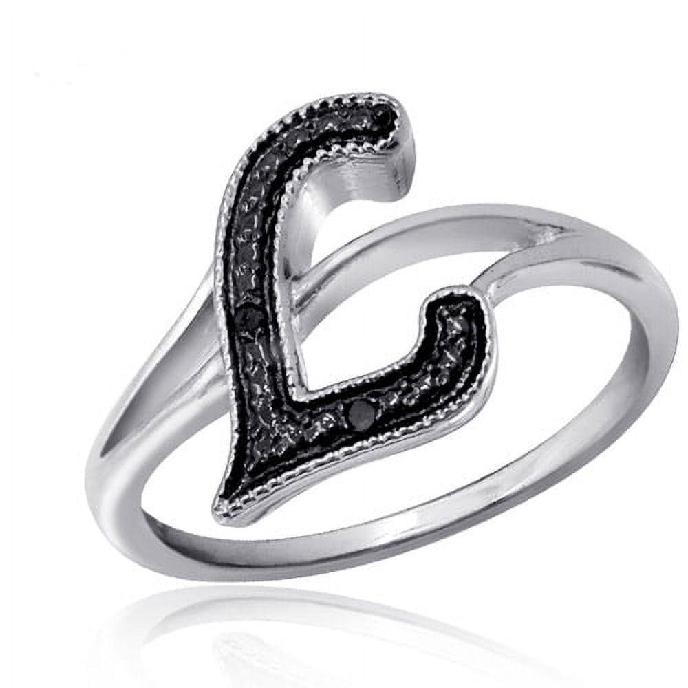 JewelersClub Accent Black Diamond Initial Letter Ring for Women ...