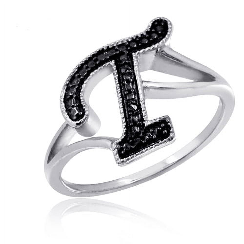 JewelersClub Accent Black Diamond Initial Letter Ring for Women ...