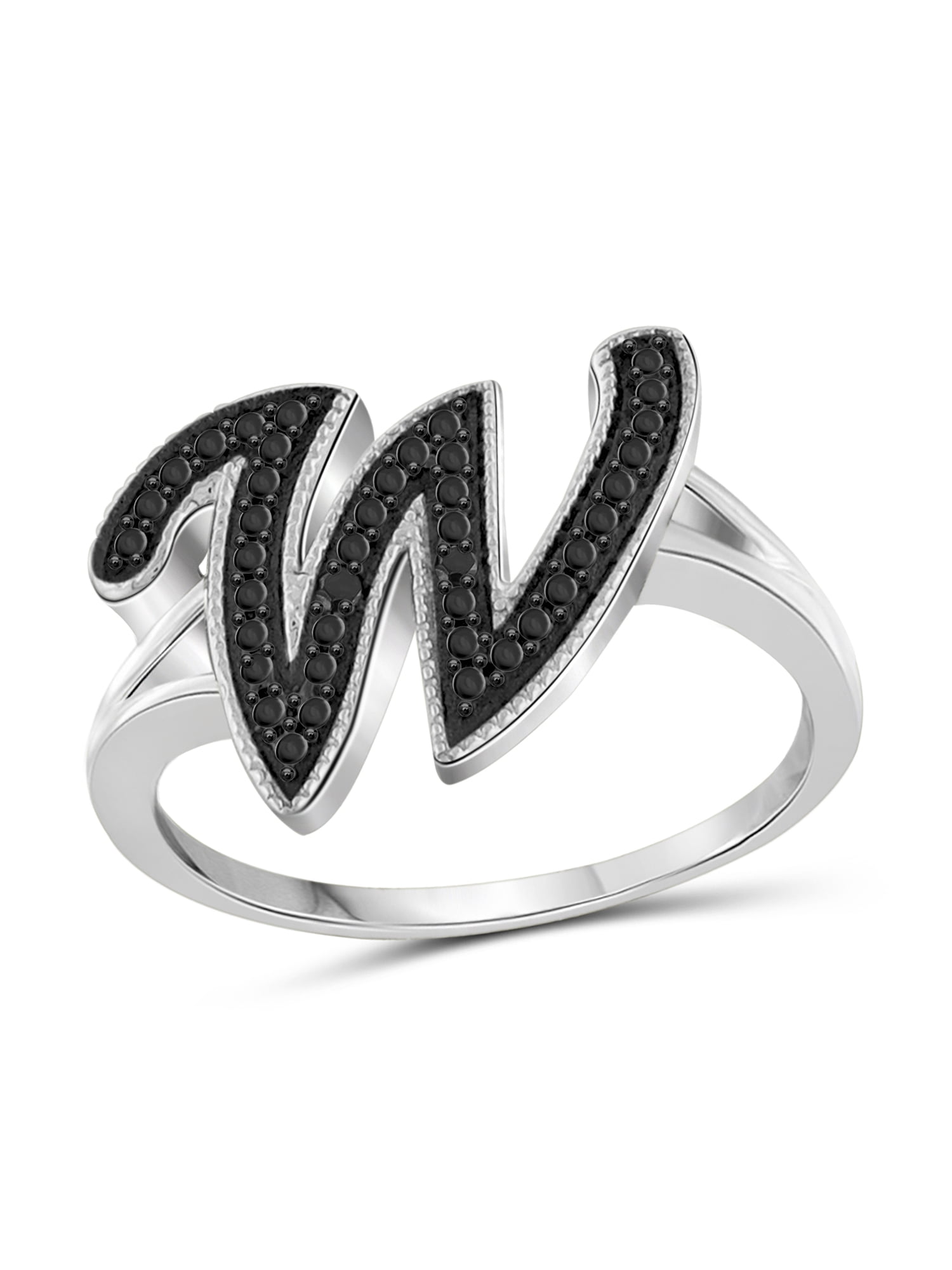 JewelersClub Accent Black Diamond Initial Letter Ring for Women ...