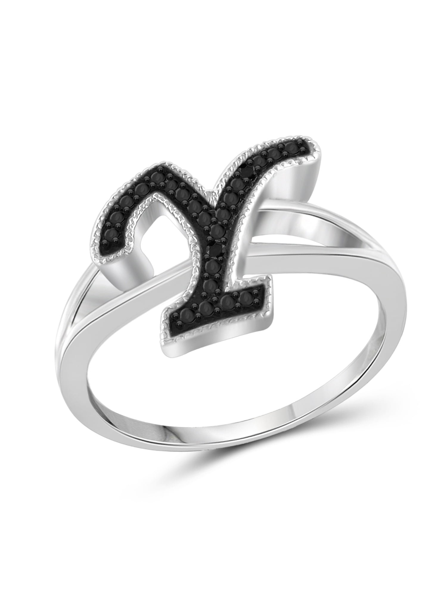 JewelersClub Accent Black Diamond Initial Letter Ring for Women ...