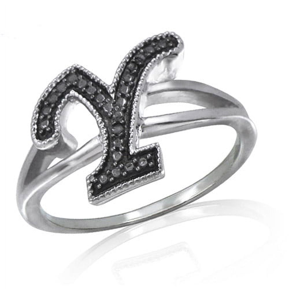 JewelersClub Accent Black Diamond Initial Letter Ring for Women ...