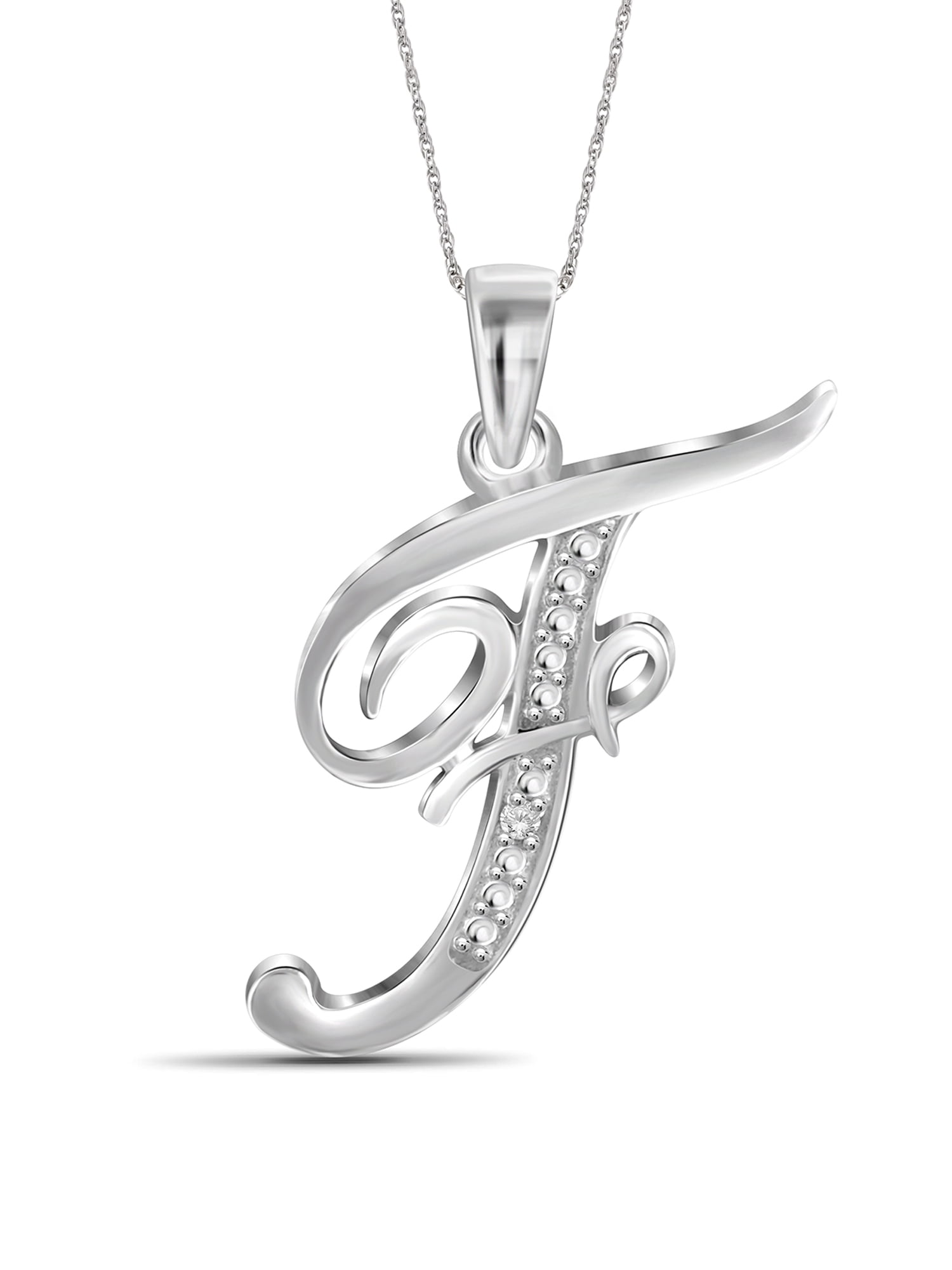 JewelersClub Accent White Diamond Initial Letter Pendant Necklace for ...