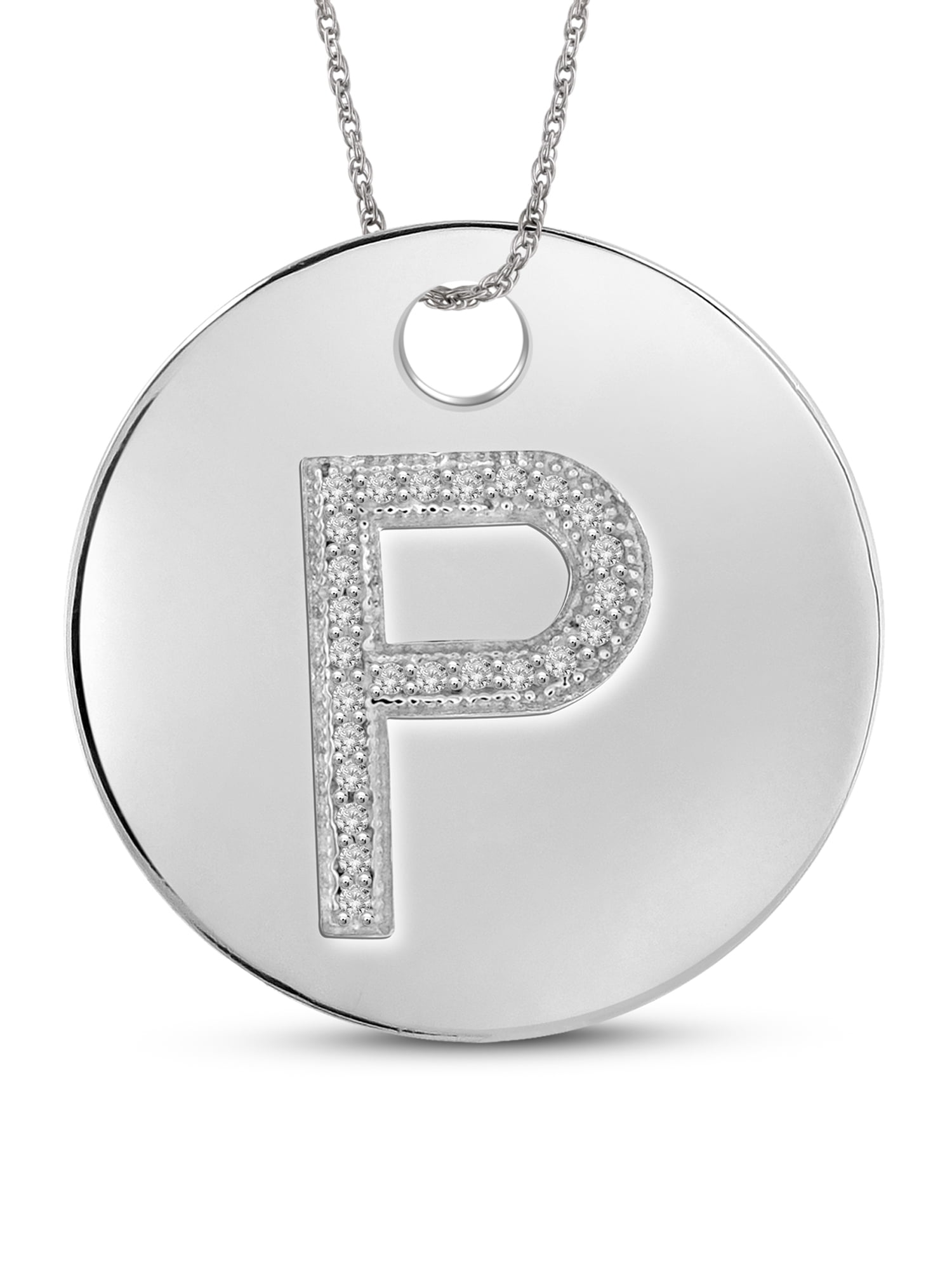 JewelersClub Accent White Diamond Initial Letter Pendant for Women ...