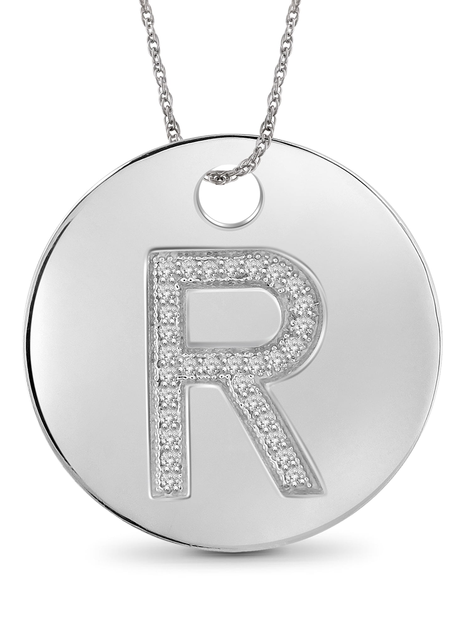 JewelersClub Accent White Diamond Initial Letter Pendant for Women ...