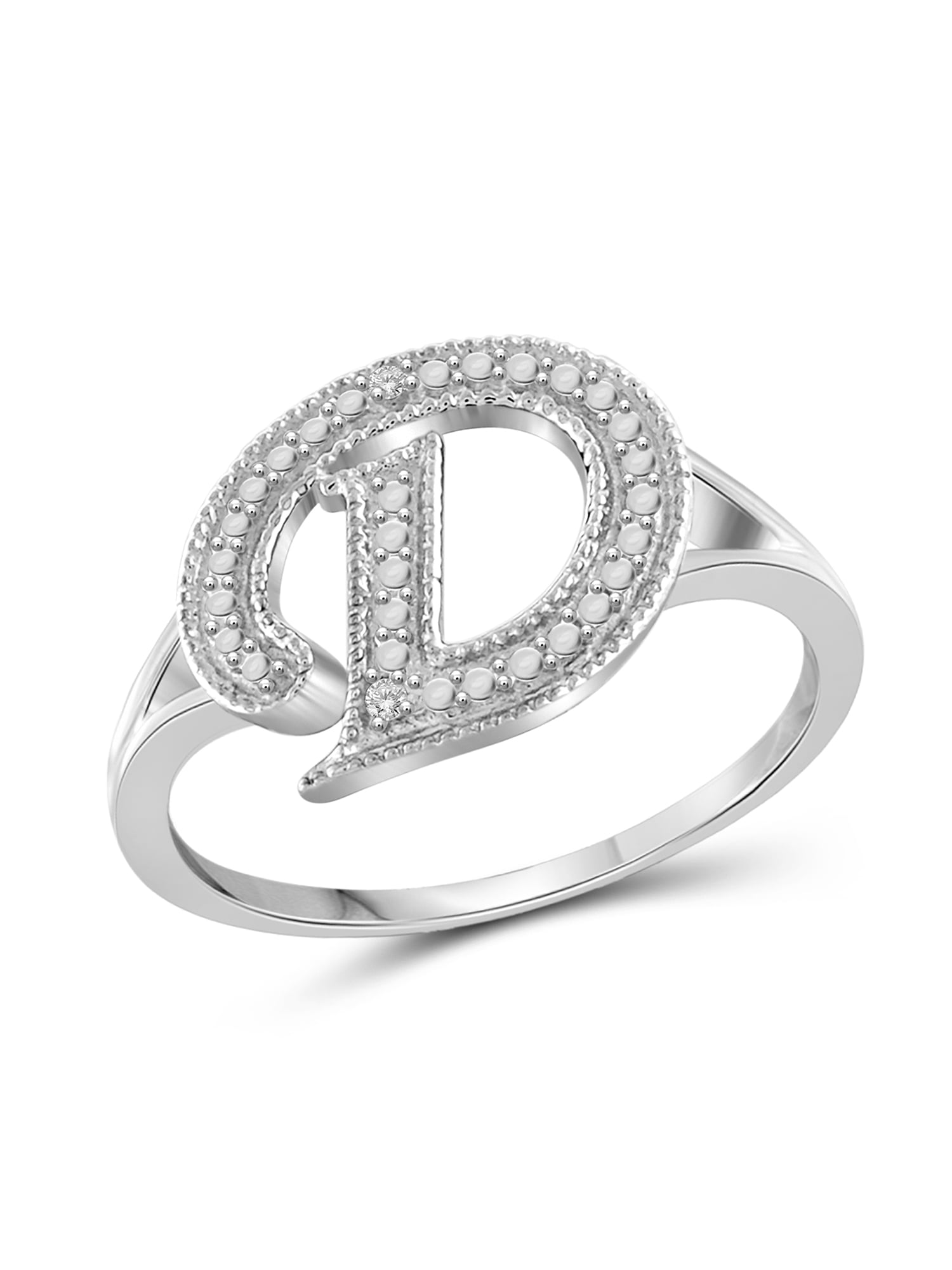 JewelersClub Accent White Diamond Initial Letter Ring for Women ...