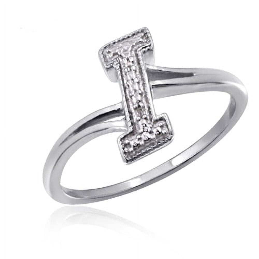 JewelersClub Accent White Diamond Initial Letter Ring for Women ...
