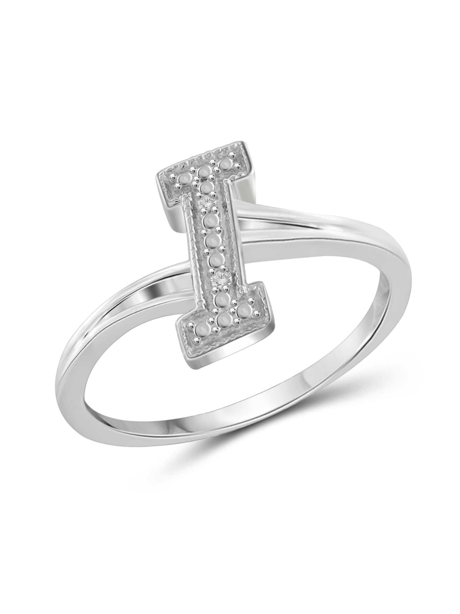 JewelersClub Accent White Diamond Initial Letter Ring for Women ...