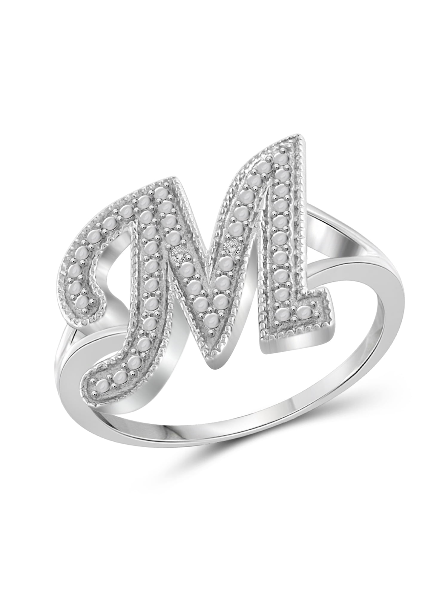 JewelersClub Accent White Diamond Initial Letter Ring for Women ...