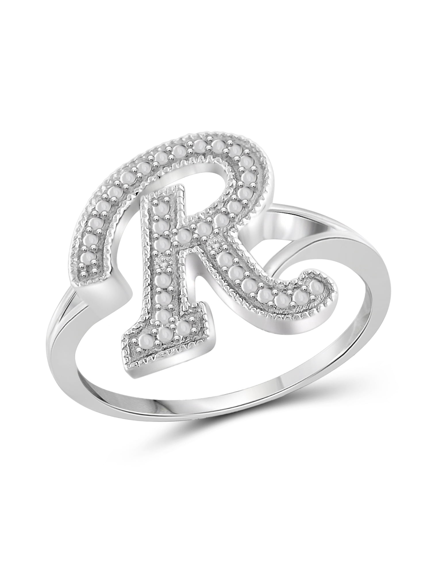 JewelersClub Accent White Diamond Initial Letter Ring for Women ...