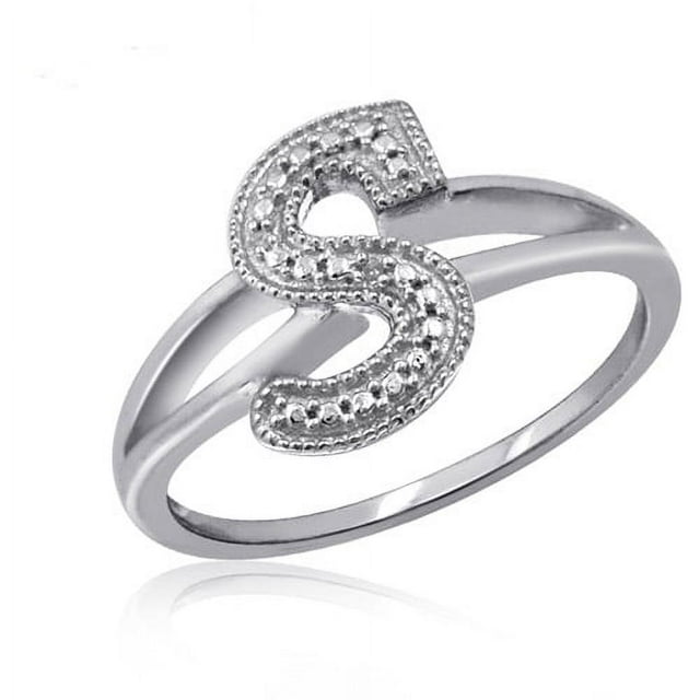 JewelersClub Accent White Diamond Initial Letter Ring for Women ...