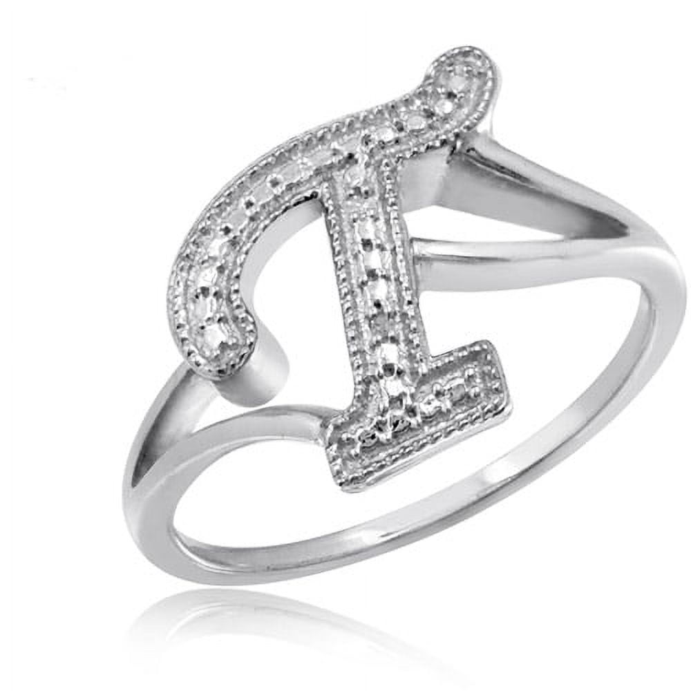 JewelersClub Accent White Diamond Initial Letter Ring for Women ...