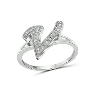 JewelersClub Accent White Diamond Initial Letter Ring for Women ...