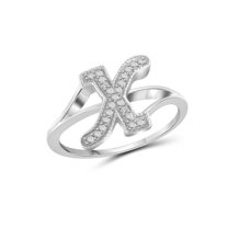 JewelersClub Accent White Diamond Initial Letter Ring for Women ...