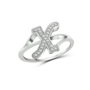 JewelersClub Accent White Diamond Initial Letter Ring for Women ...
