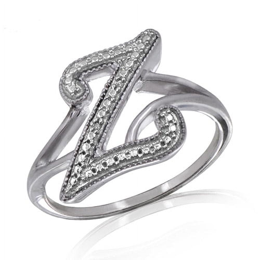 JewelersClub Accent White Diamond Initial Letter Ring for Women ...
