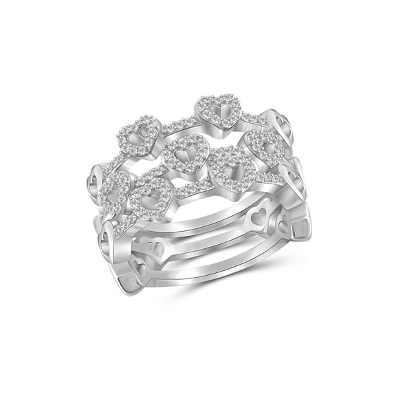 JewelersClub Stackable Diamond Rings for Women – 1/3 Carat White ...