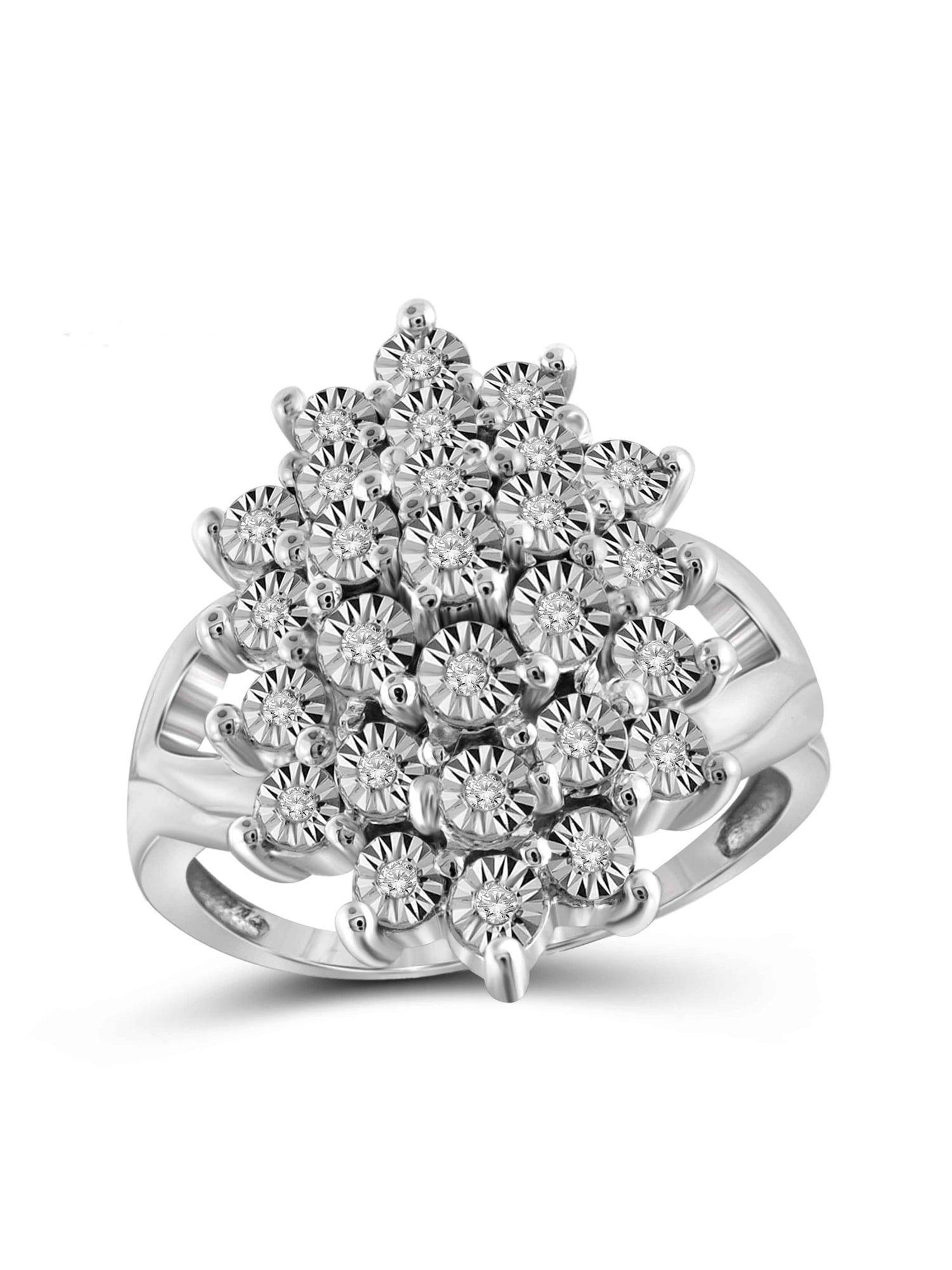 JewelersClub Sterling Silver 1/7 Carat White diamond Cluster Ring for ...