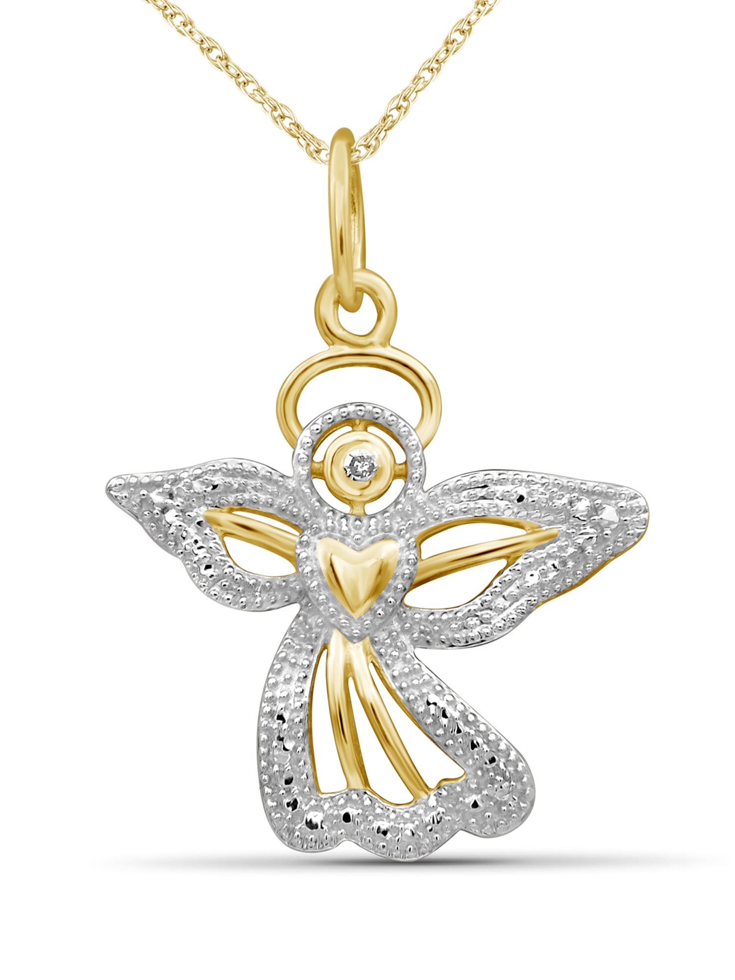 JewelersClub White Diamond Accent 14k Gold Over Silver Angel Pendant ...