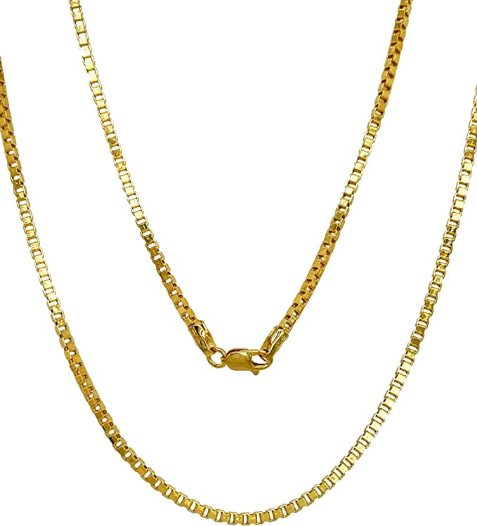 Jewelheart 10K Real Gold Box Chain 1mm 1.5mm Diamond Cut Link Necklace ...