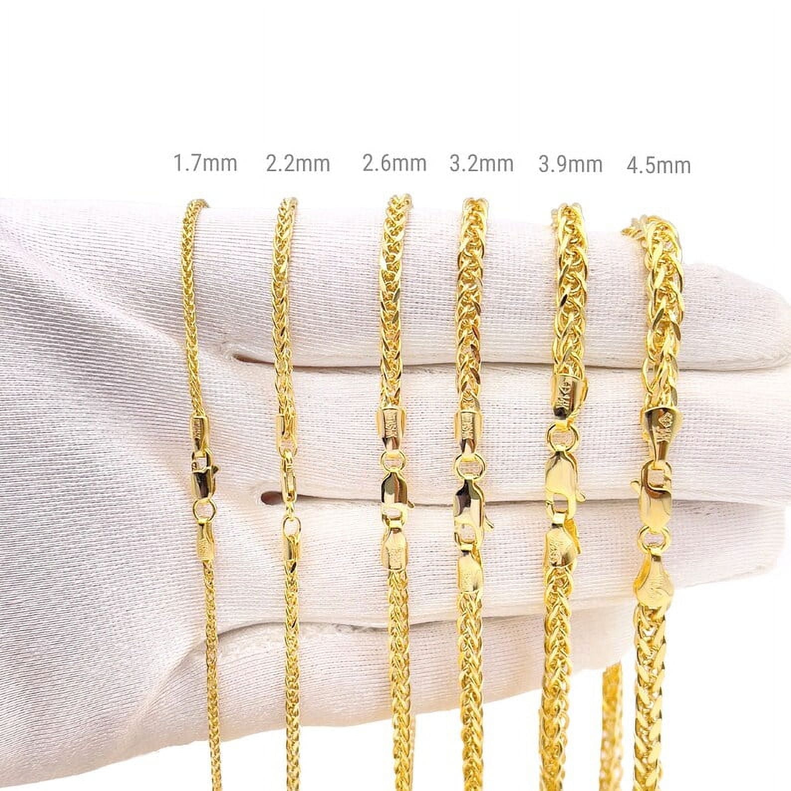 Jewelheart 10K Real Gold Square Wheat Spiga Chain 1.7mm 2.2mm 2.6mm 3 ...
