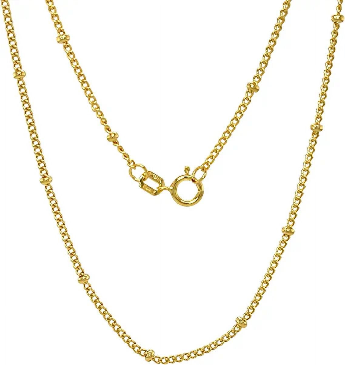 Jewelheart 14K Real Gold Cuban Link Satellite Chain Diamond Cut Ball ...