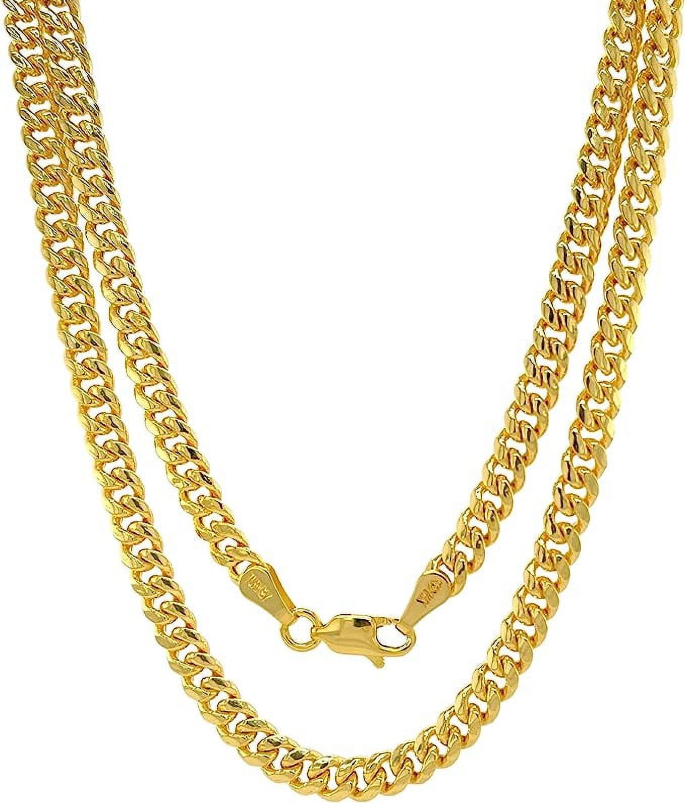 Jewelheart 14K Real Gold Miami Cuban Link Chain, Diamond Cut, 1.85mm ...