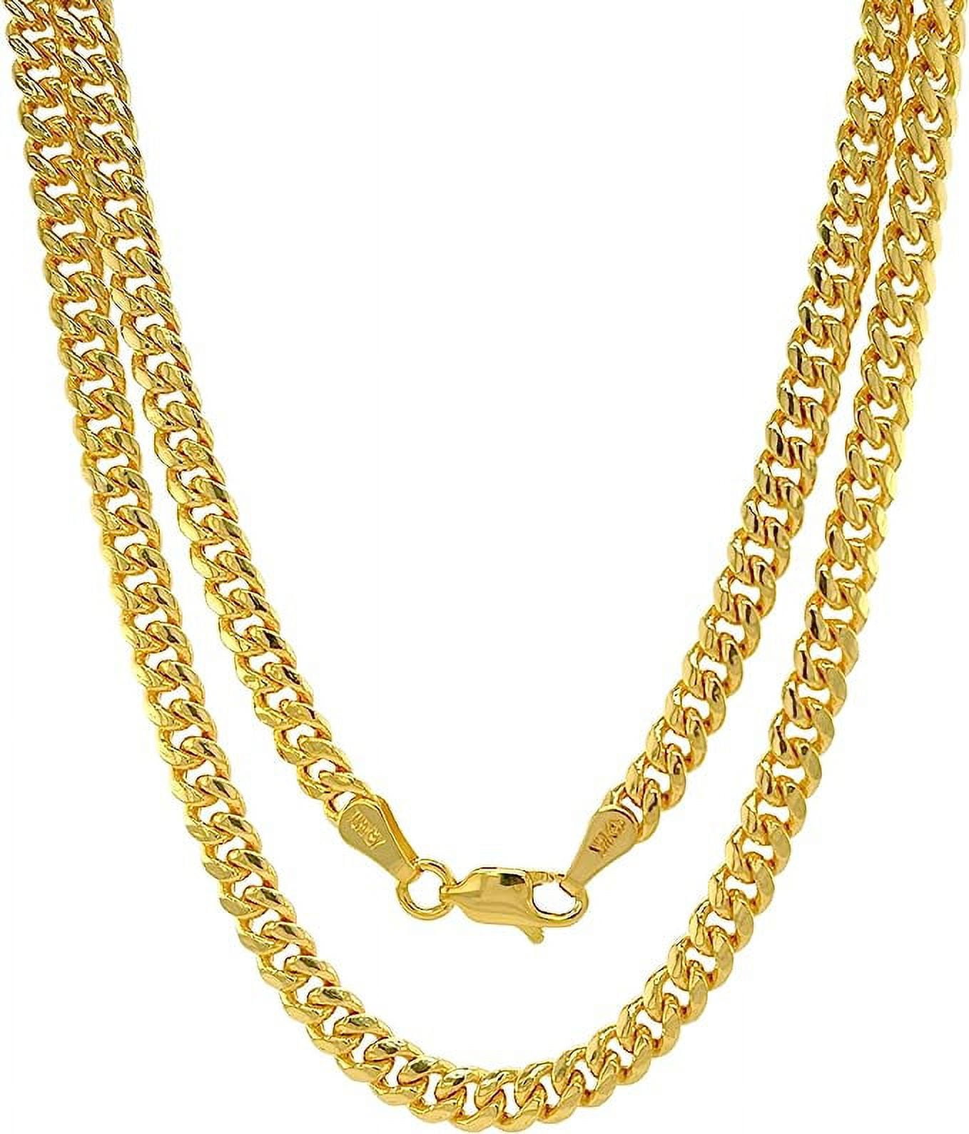 Jewelheart 14K Real Gold Miami Cuban Link Chain, Diamond Cut, 1.85mm ...