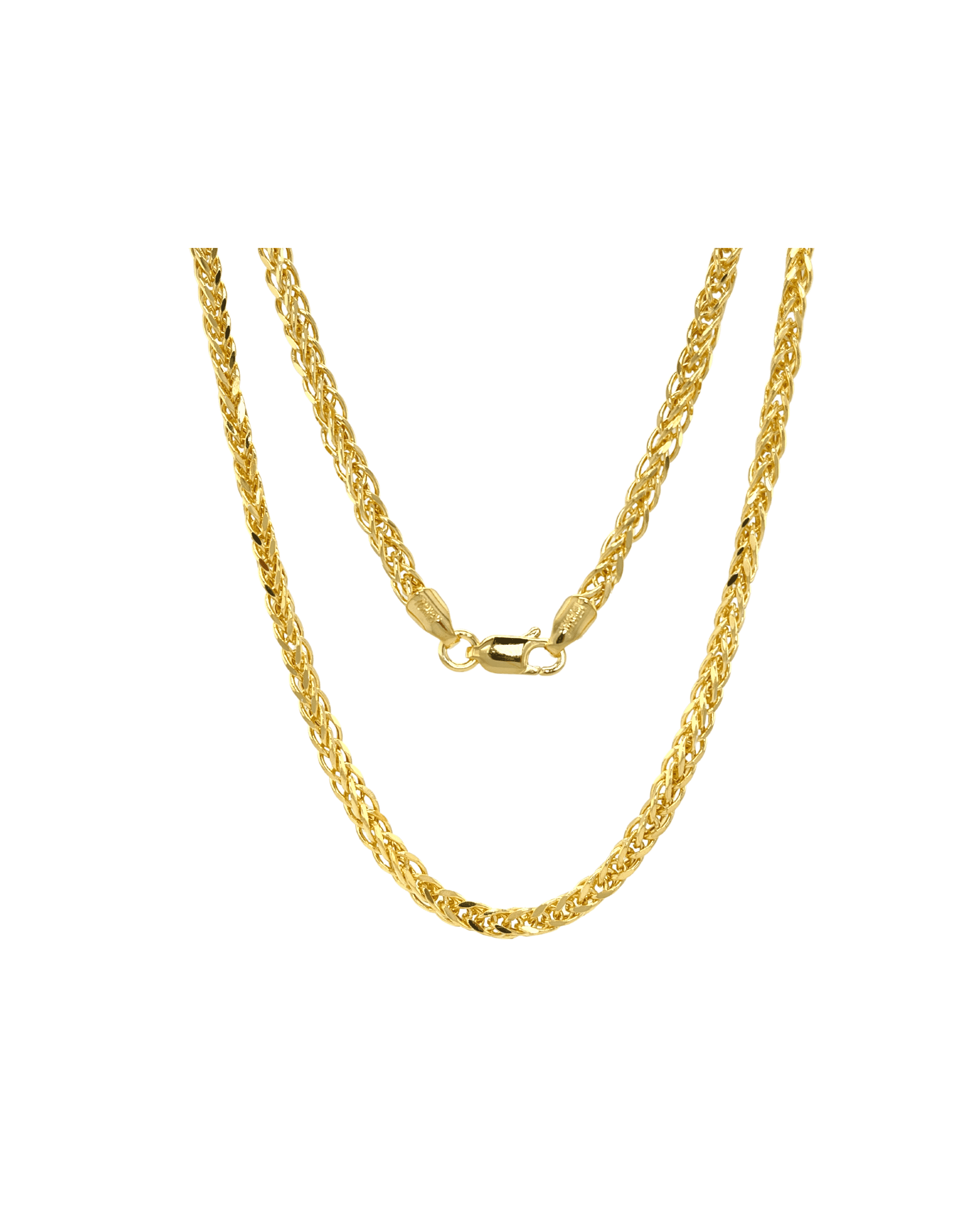Jewelheart 14K Yellow Real Gold Square Wheat Spiga Foxtail Chain 1.7-4 ...
