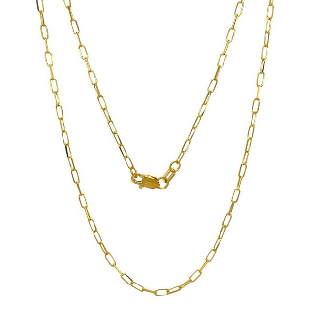Jewelheart 14K Yellow White Solid Gold Dainty Paperclip Chain 1.7mm ...