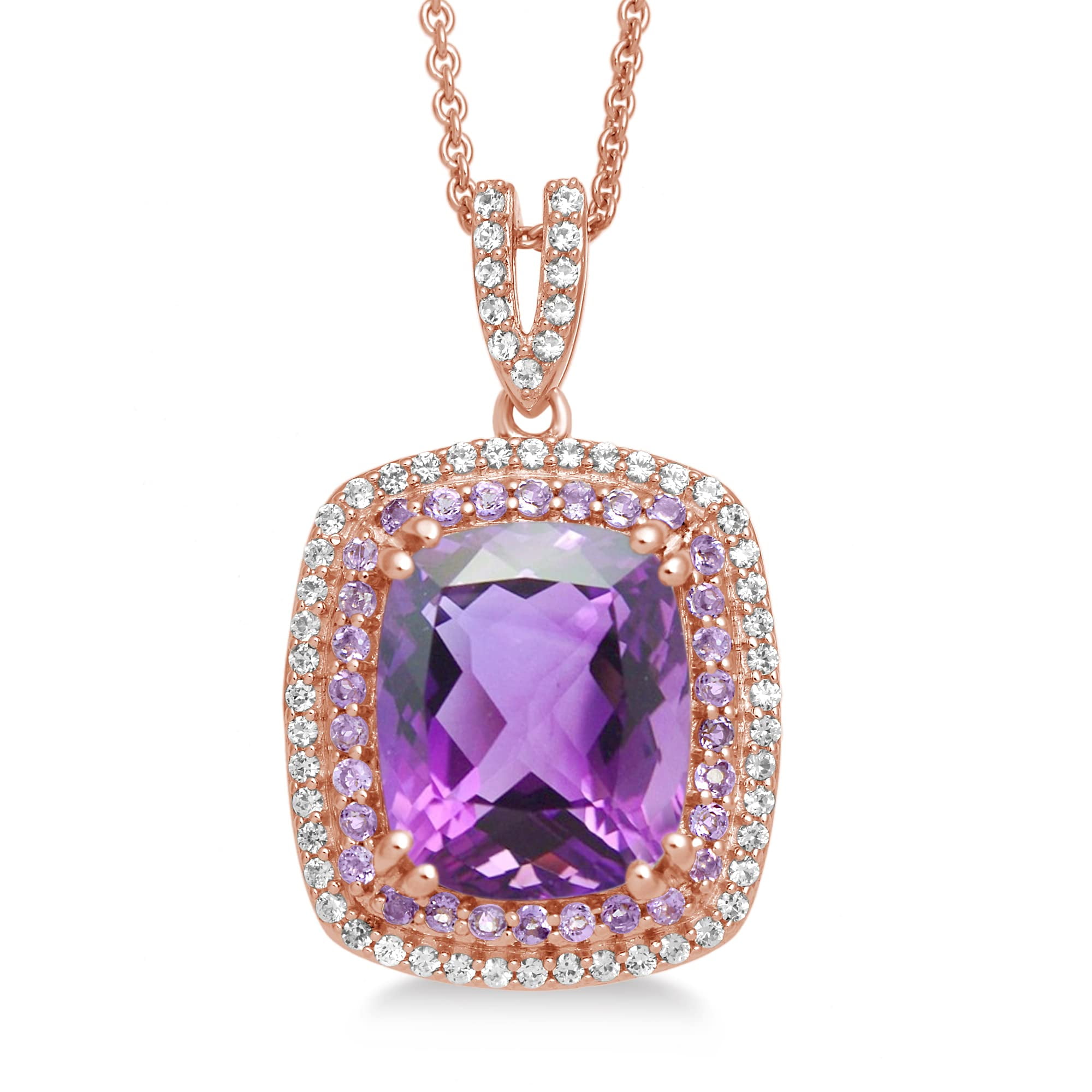 Jewelili 18K Rose Gold Over Sterling Silver with 12x10 MM Cushion and ...